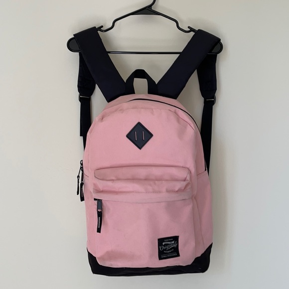 Bags | Pastel Pink Black Backpack | Poshmark
